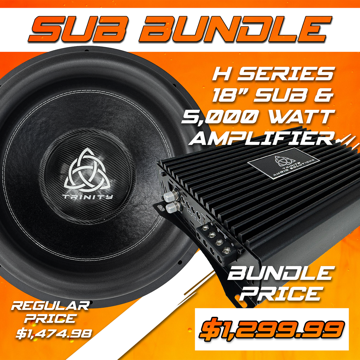 Trinity Audio Single H Series 18" Subwoofer & 5000.1v2 5,000 Watt Mono ...